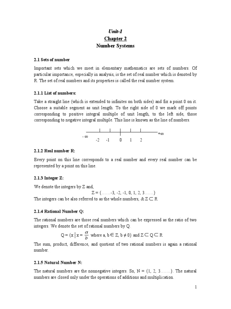 Unit 1 Chapter-2 (Number Systems) | PDF | Numbers | Rational Number