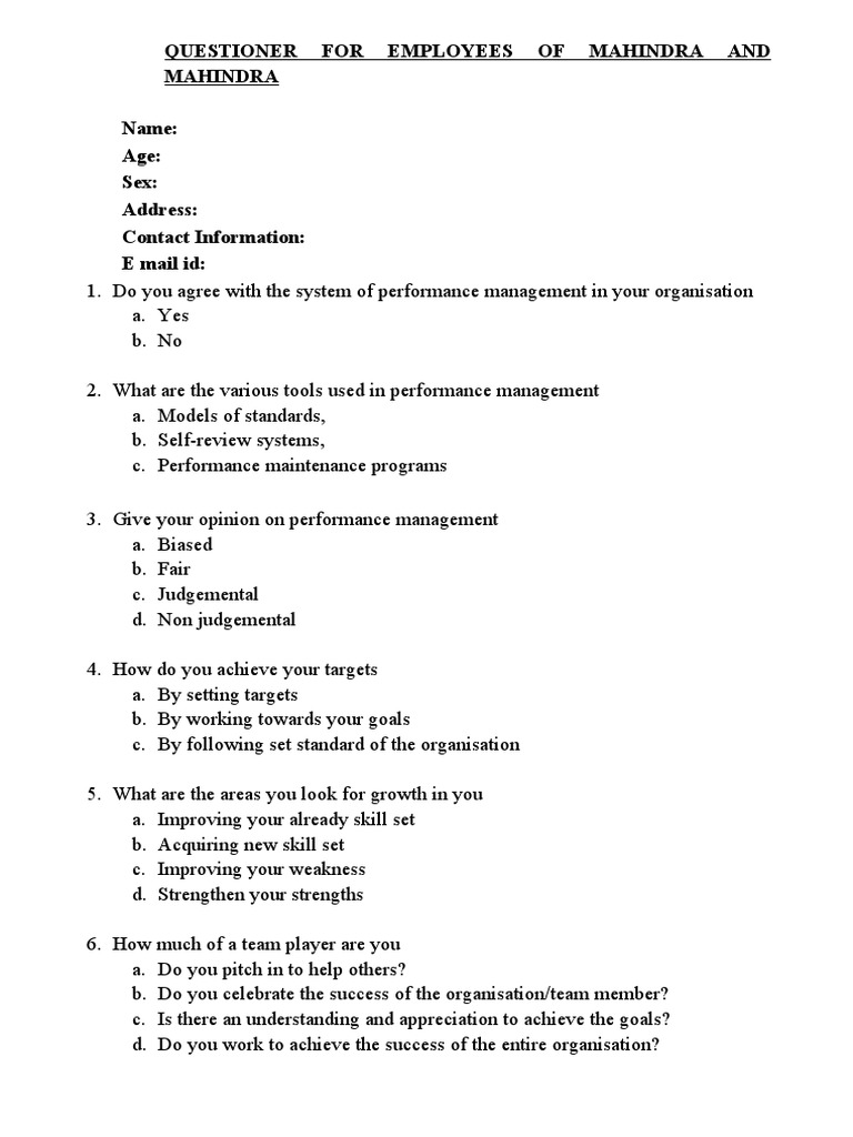 Employee Performance Management Survey | PDF | Performance Appraisal ...