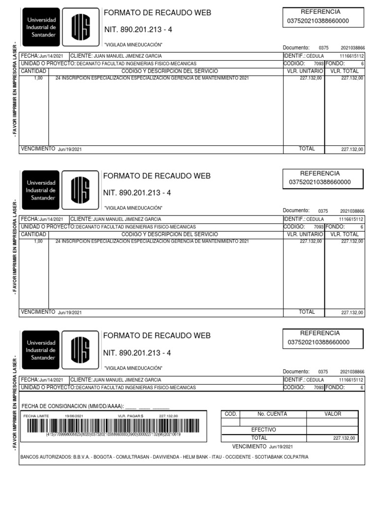 Formato Recaudo Web | PDF | Bancario | Servicios financieros