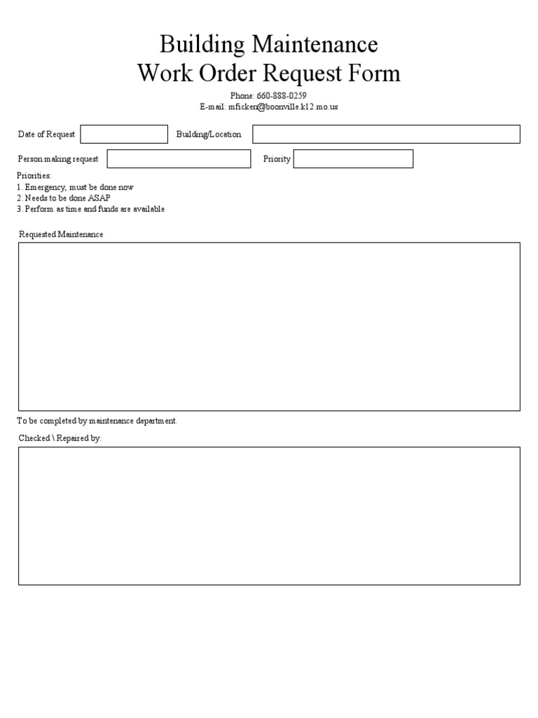 Building Maintenance Work Order Request Form | PDF