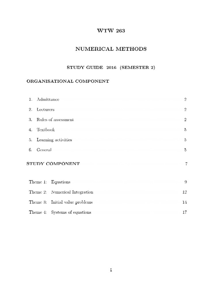 WTW 263 - 2016 Study Guide | PDF