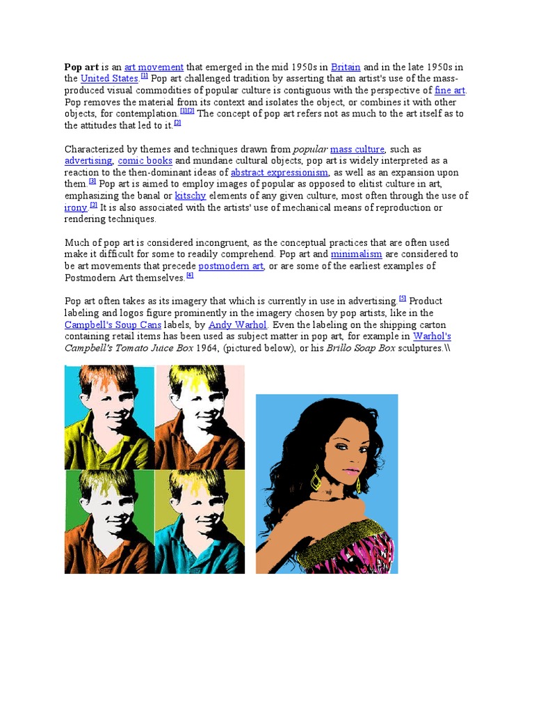 Pop Art Observation Paper 1 | PDF
