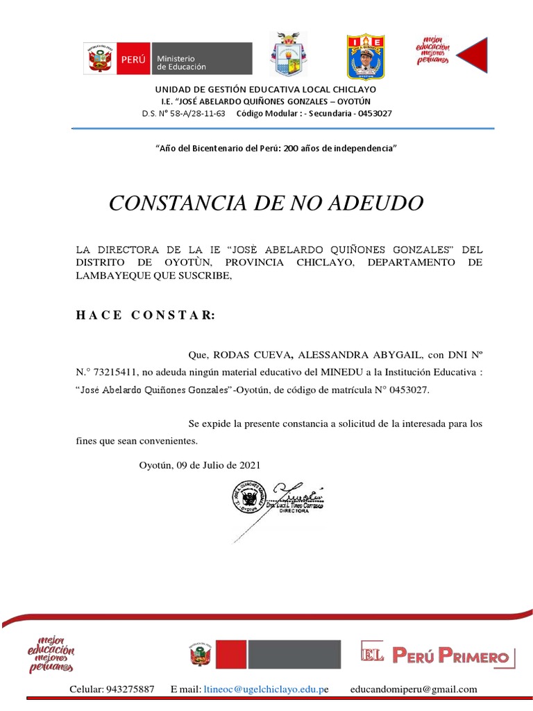 Constancia de No Adeudo | PDF