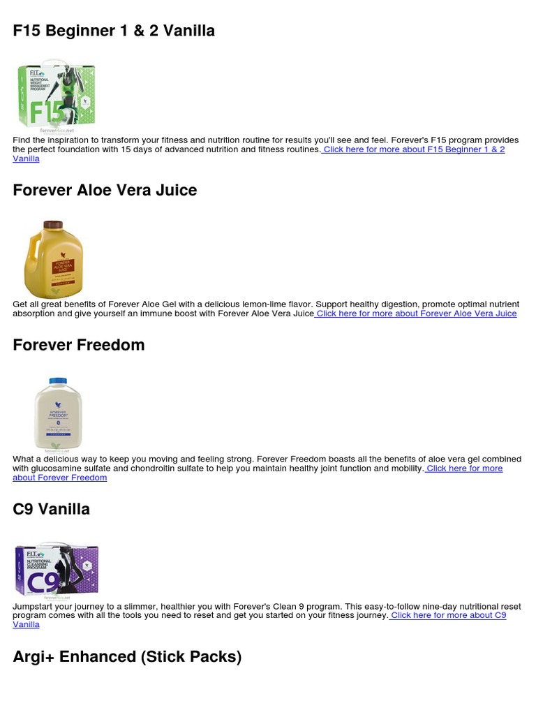 Forever Living Products List | PDF | Sunscreen | Nutrition
