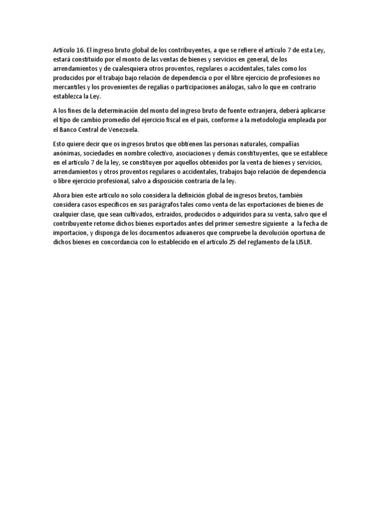 Definición De Ingreso Bruto En Venezuela Pdf Finanzas Y Dinero