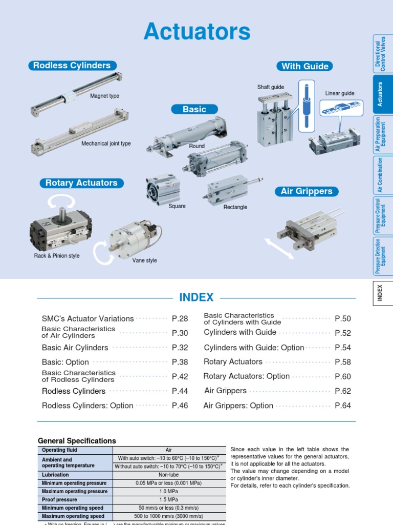 SMC Air Cylinder Catalog | PDF | Cylinder (Engine) | Actuator