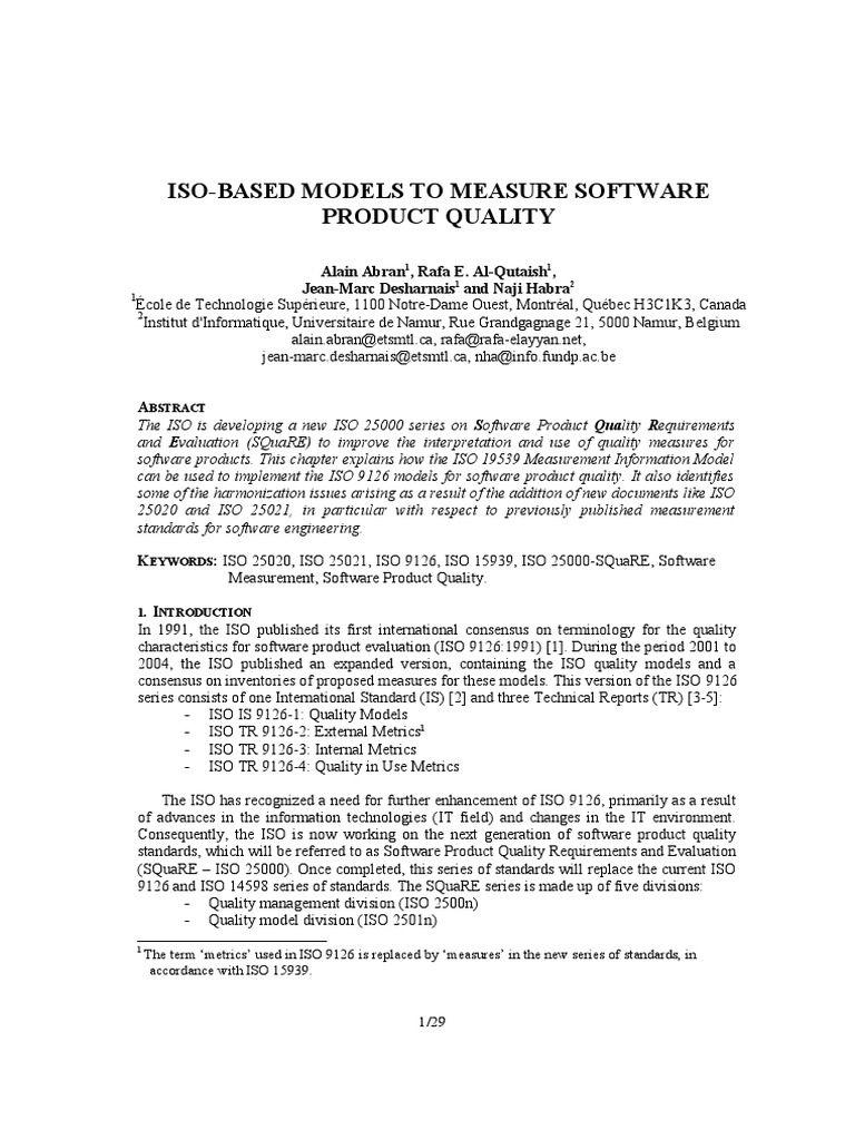 Iso-Based Models To Measure Software Product Quality | PDF ...