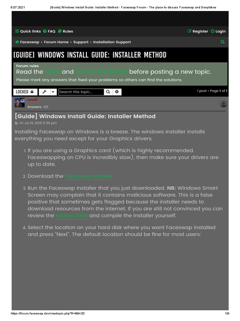 (Guide) Windows Install Guide - Installer Method - Faceswap Forum - The Place To Discuss ...