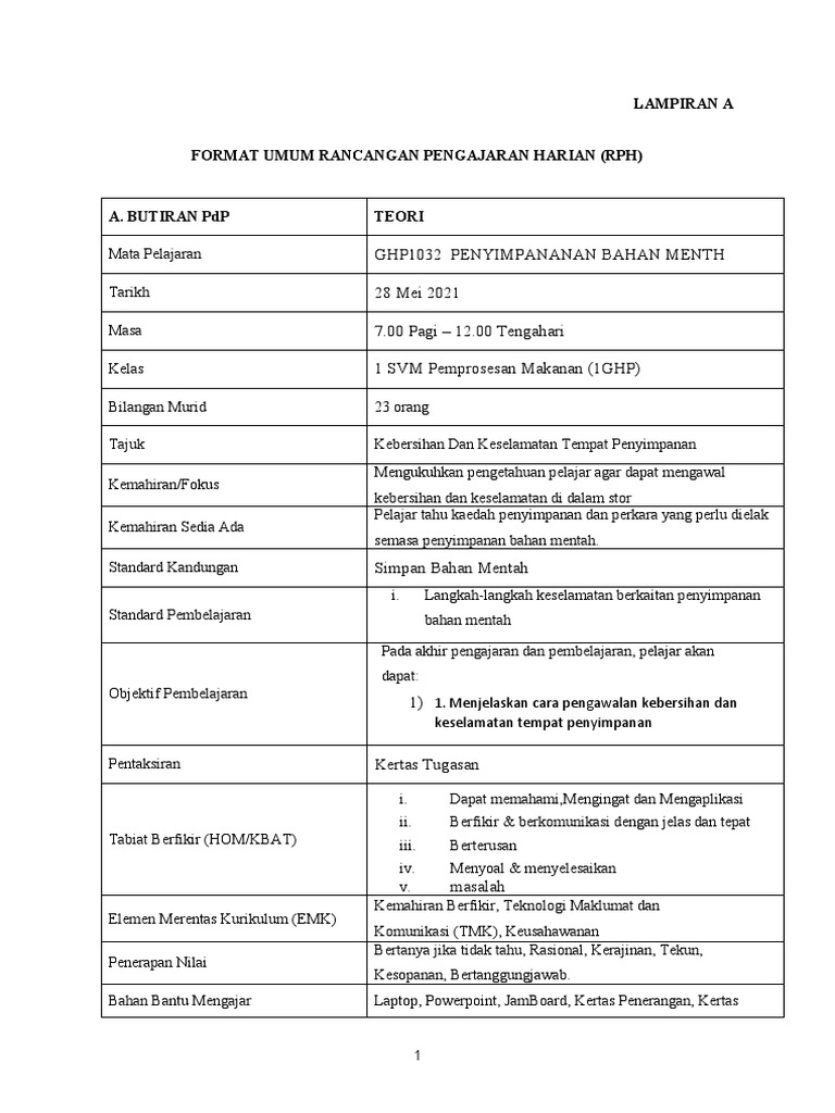 RPH Teori GHP1032 (M5 - 28 Mei 2021) | PDF