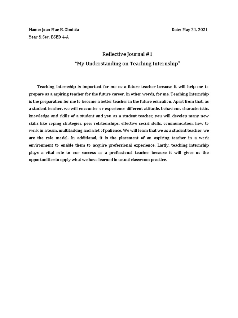 My Understanding On Teaching Internship | PDF | Career & Growth