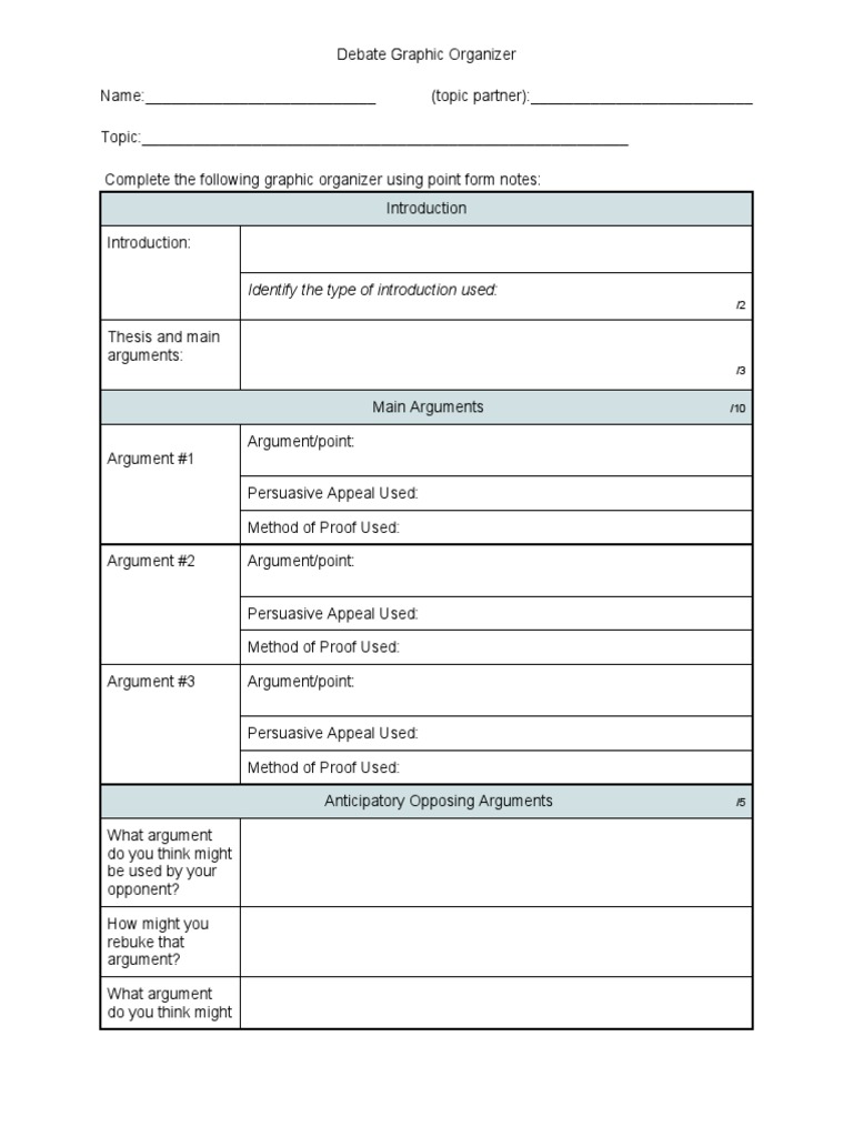 Debate Graphic Organizer | PDF