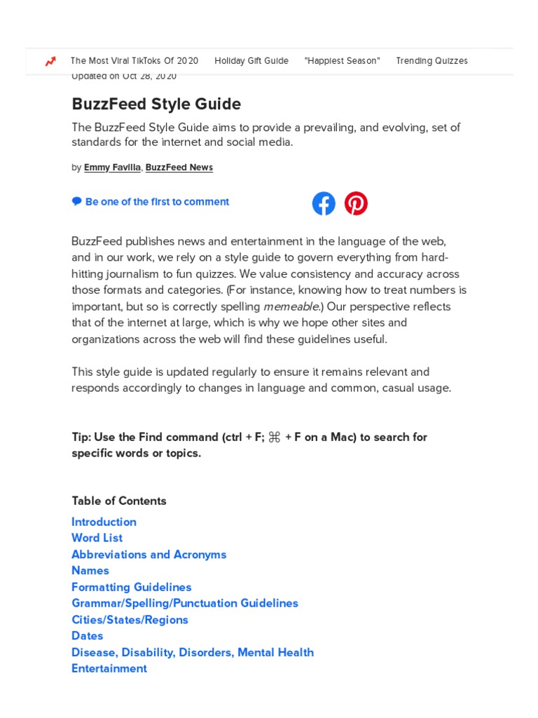 BuzzFeed Style Guide | PDF | Buzz Feed | Acronym