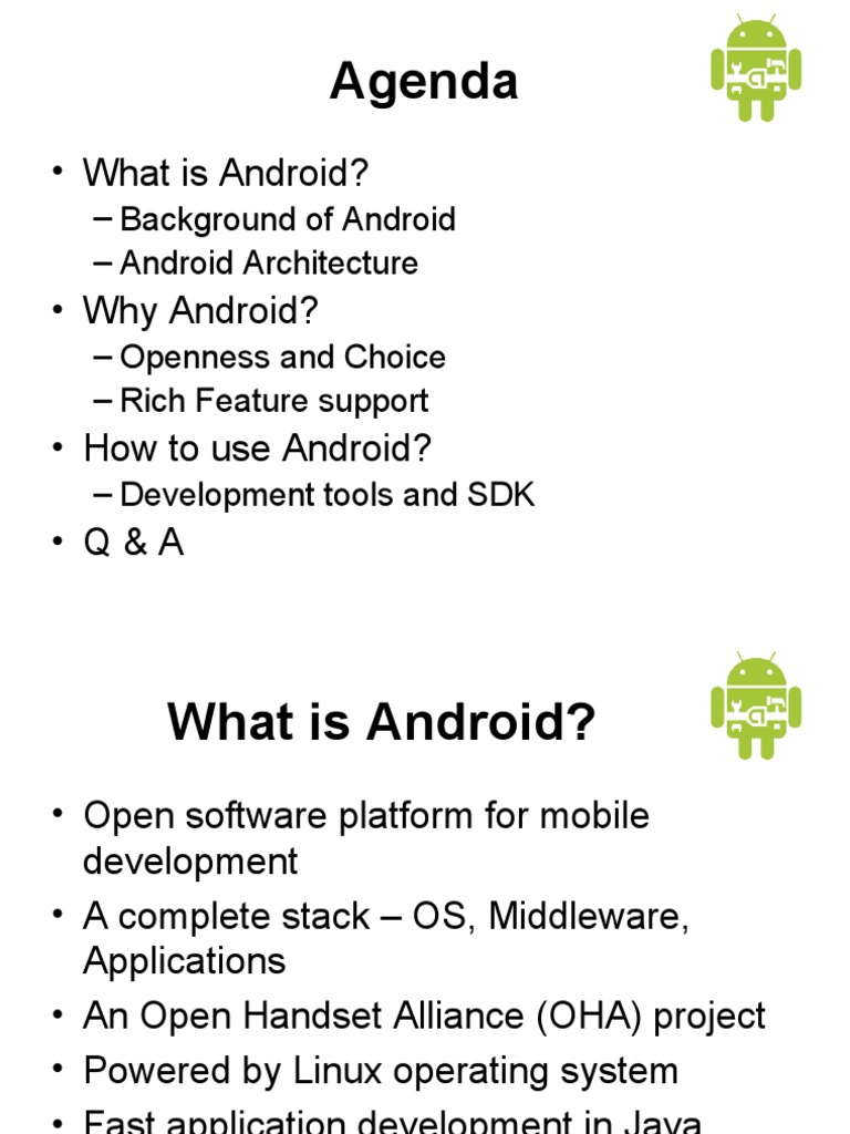 Agenda: - What Is Android? | PDF | Android (Operating System) | Application Software