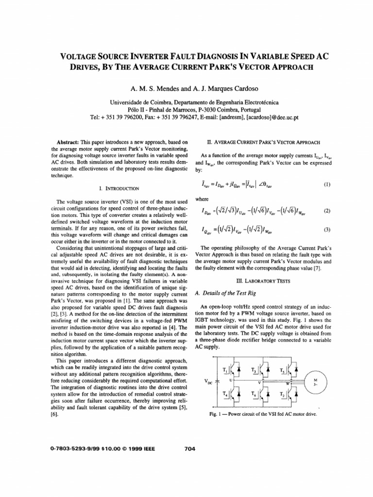 Fault Diagnosis AC BY Current Park'S: Drives, The Average Vector ...