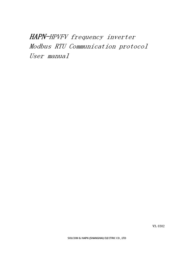 Manual HPVFV Modbus | PDF | Parameter (Computer Programming) | Input/Output