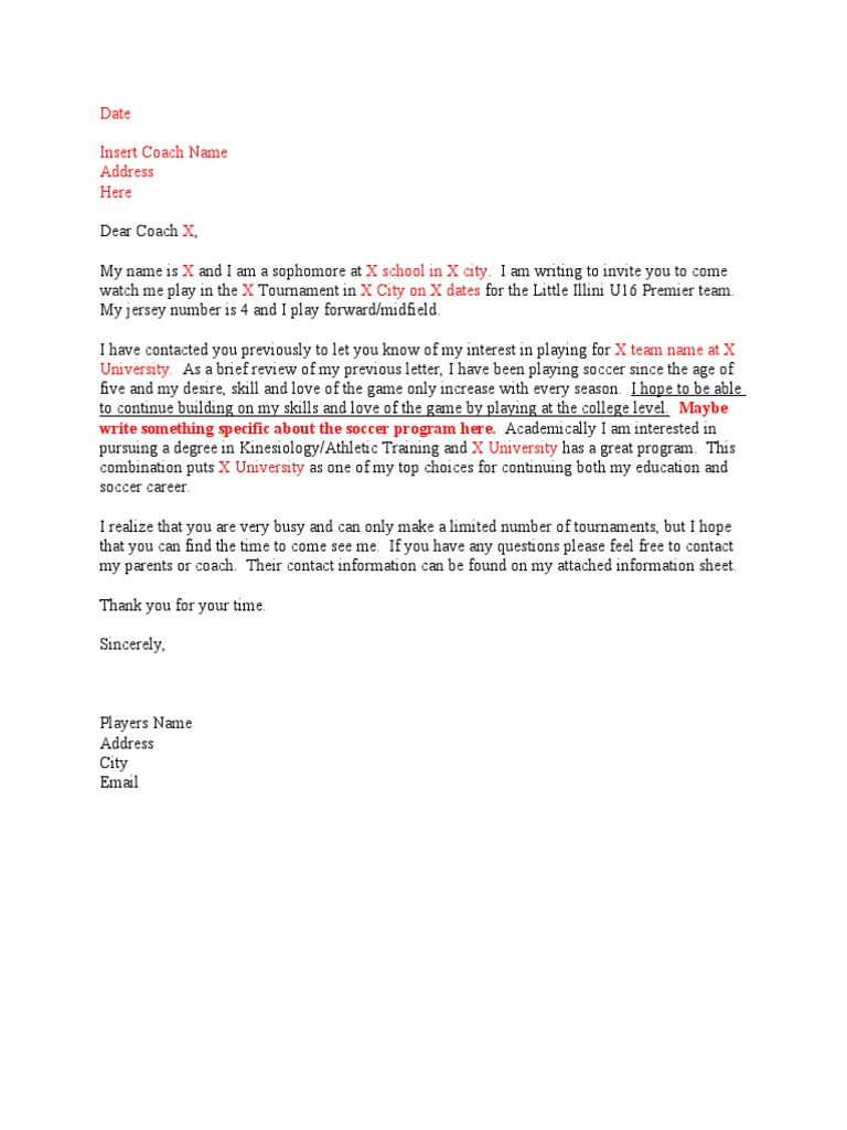 Sample Tournament Letter To Coaches 2 | PDF