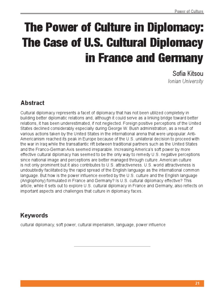 The Power of Culture in Diplomacy | PDF | France | Soft Power