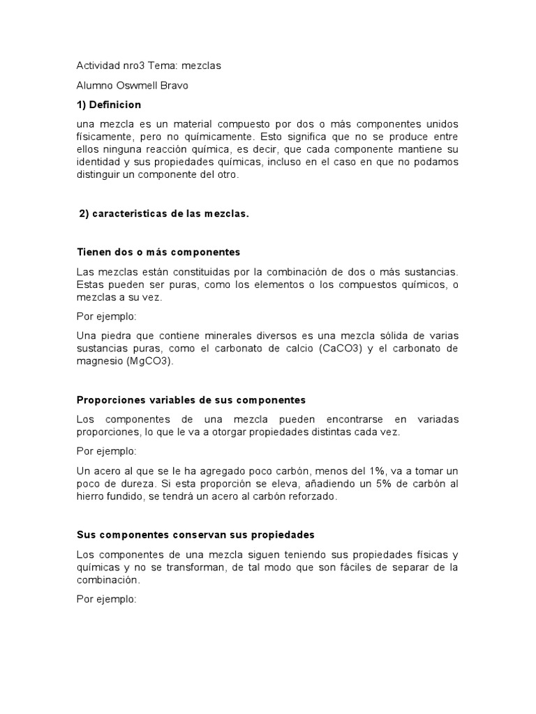 Mezclas Química Pdf Mezcla Física Aplicada E Interdisciplinaria