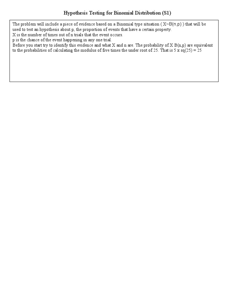 Binomial Hypothesis Testing Guide | PDF