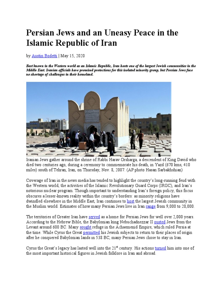 Persian Jews and An Uneasy Peace in The Islamic Republic of Iran | PDF ...