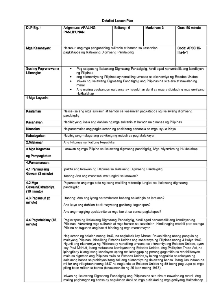 Detailed Lesson Plan | PDF