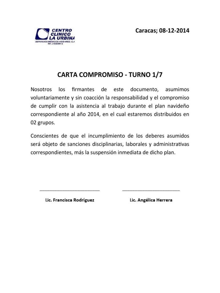 Carta Compromiso Personal | PDF