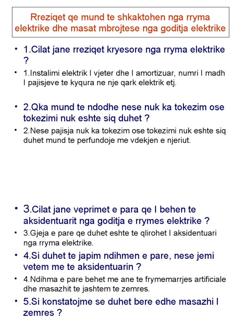 Florina Bangu Rreziqet Qe Mund Te Shkaktohen Nga Rryma Elektrike | PDF
