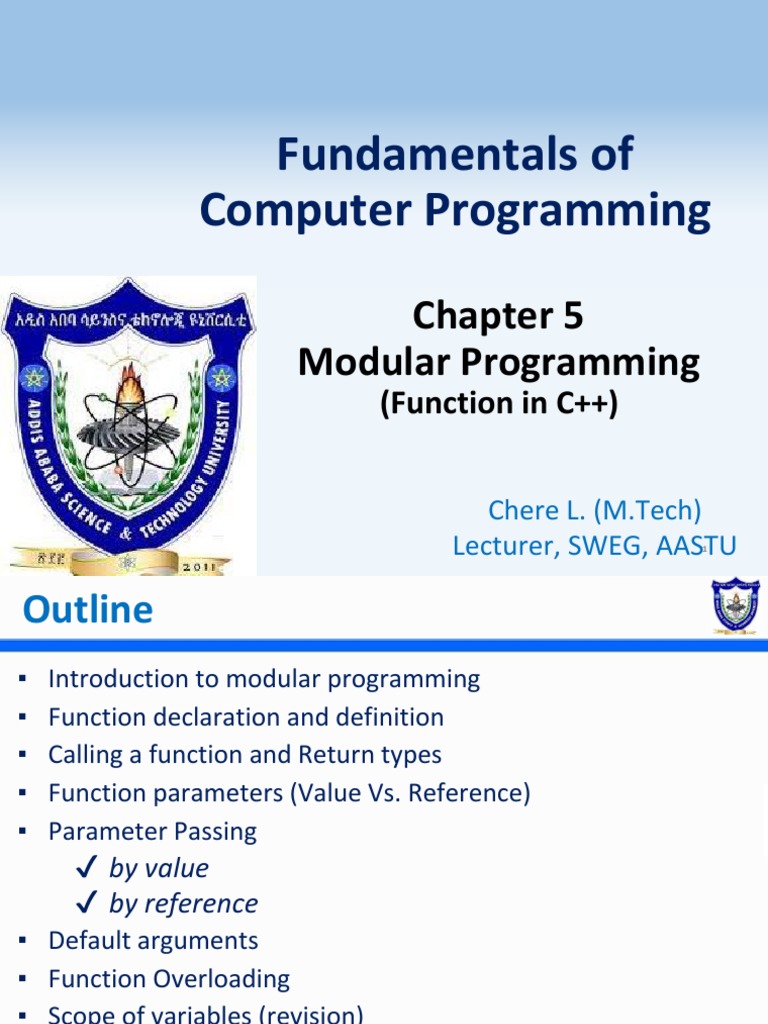 Chapter 5 Modular Programming 2 Pdf Subroutine Array Data Type