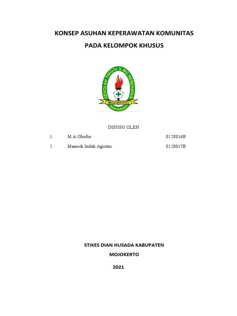 Makalah Konsep Asuhan Keperawatan Komunitas Pada Kelompok Khusus 2 | PDF | Pengembangan Diri