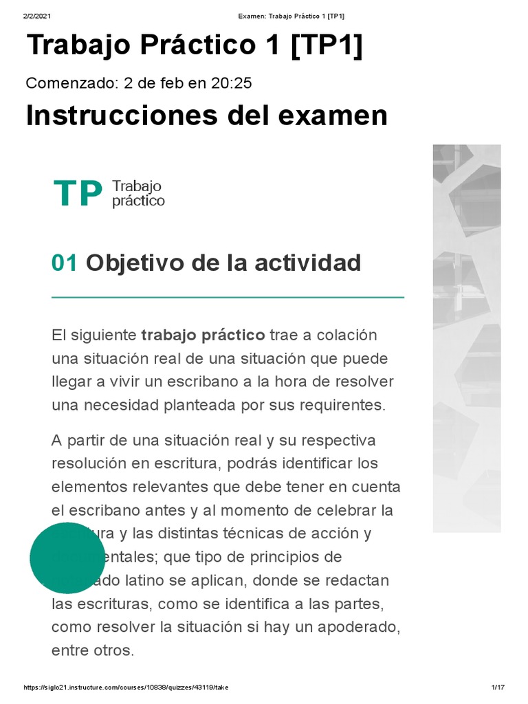 Examen - Trabajo Práctico 1 (TP1) 85% | PDF | Estadísticas | Prueba (evaluación)