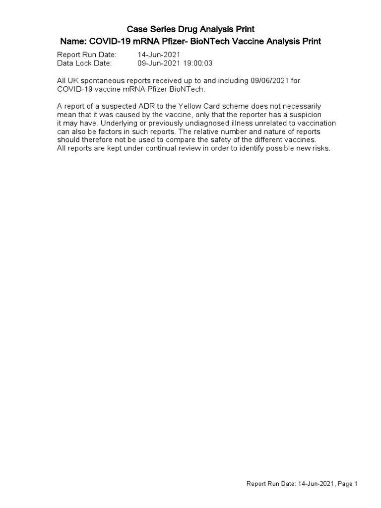 COVID-19 mRNA Pfizer BioNTech Vaccine Analysis Print 9.06.2021 | PDF ...