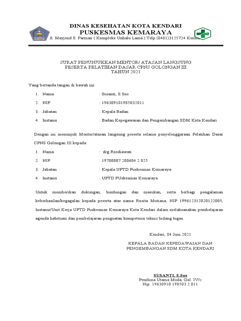 Surat Penunjukan Mentor | PDF