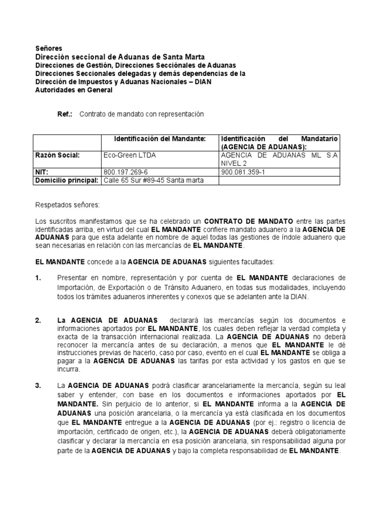 Mandato Aduanero | PDF | aduana | Arancel