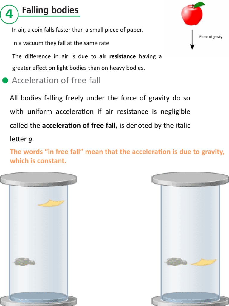 The Words "In Free Fall" Mean That The Acceleration Is Due To Gravity ...