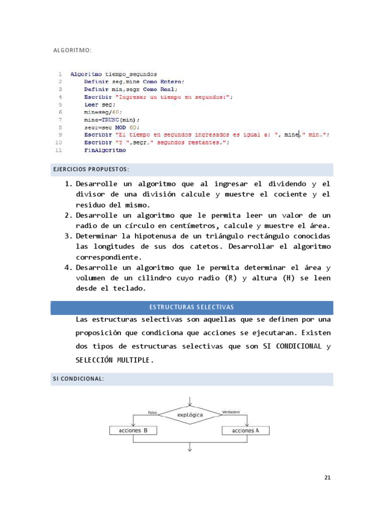 Estructura Selectiva y Repetitivas | PDF | Algoritmos | División (Matemáticas)