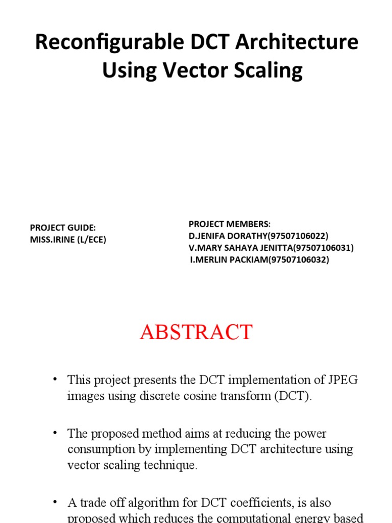 Reconfigurable DCT Architecture Using Vector Scaling | PDF | Matrix ...