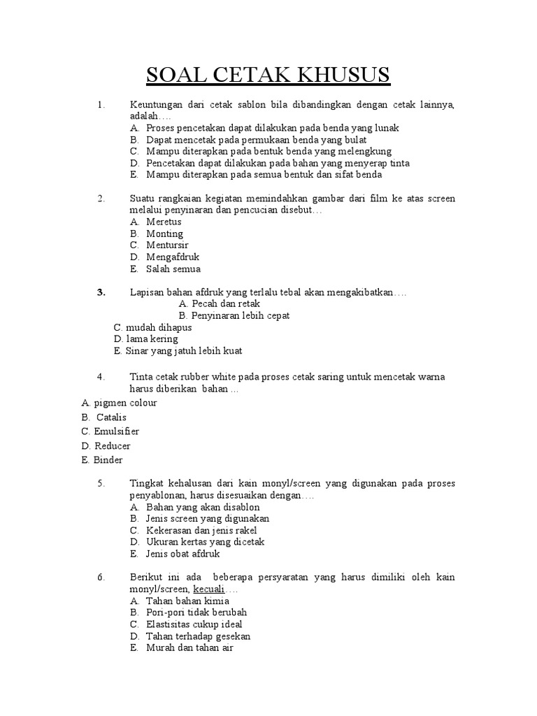 Soal Cetak Khusus Us | PDF