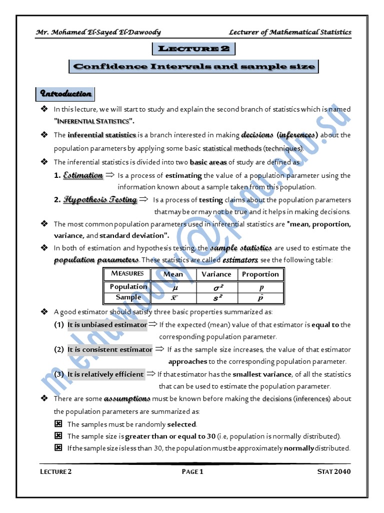 Estimation Hypothesis Testing: Decisions Inferences | PDF | Estimator ...