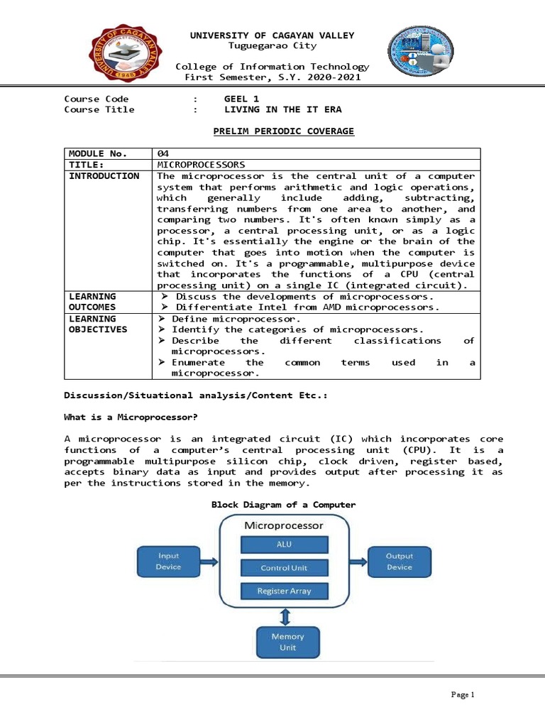 Module 4 Living in The IT Era | PDF | Central Processing Unit ...