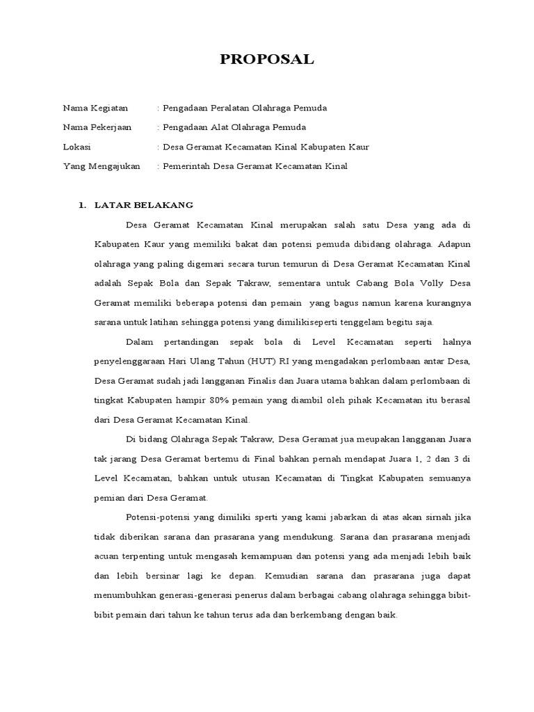 PROPOSAL Olahraga | PDF | Olahraga & Rekreasi