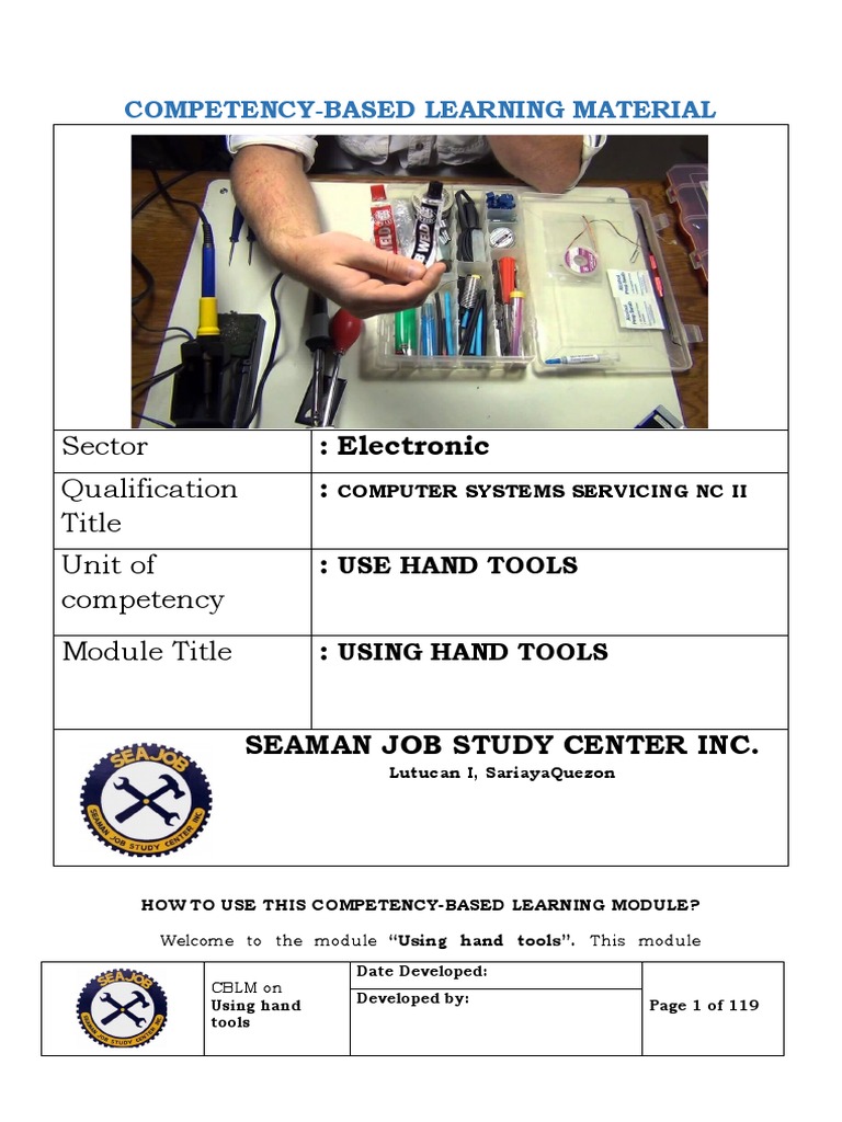 CBLM Using Hand Tools | PDF | Soldering | Screw