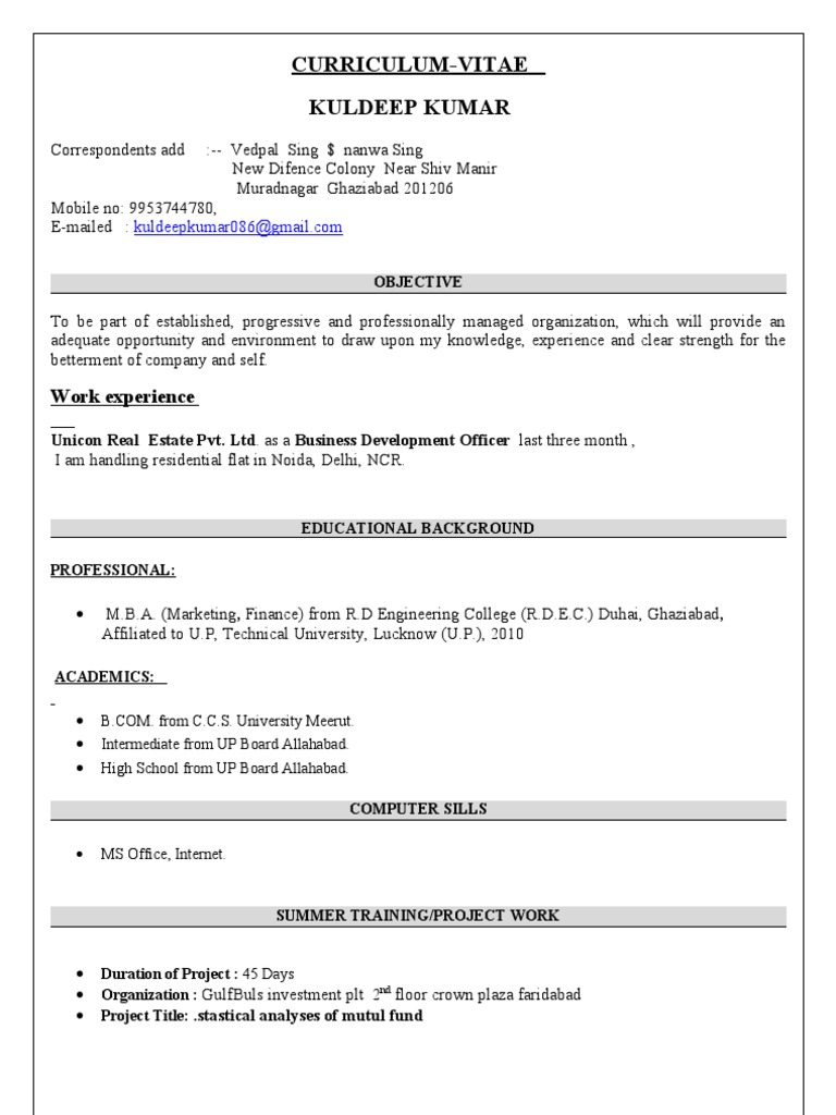 Kuldeep Kumar's Professional CV | PDF