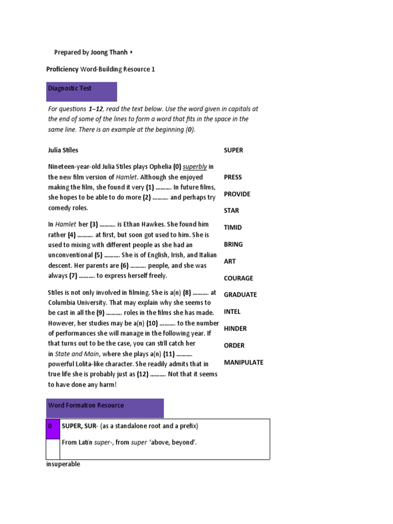 Proficiency Word-Building Resource 1 | PDF
