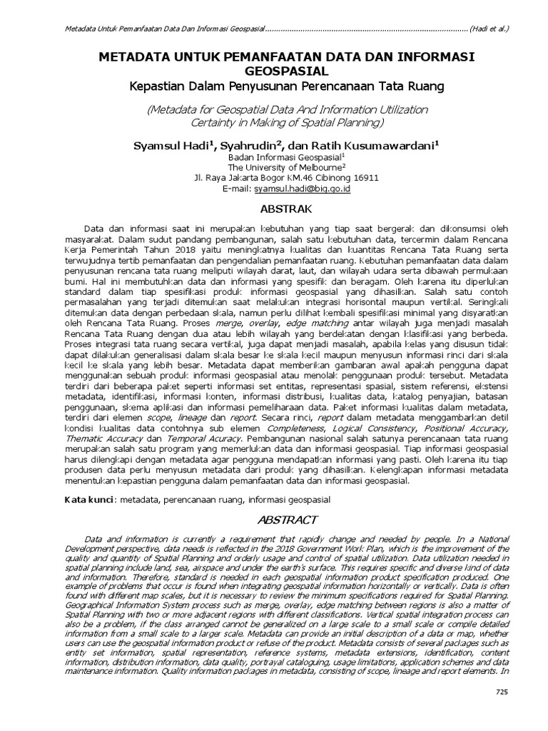 Metadata Untuk Pemanfaatan Data Dan Informasi Geos | PDF