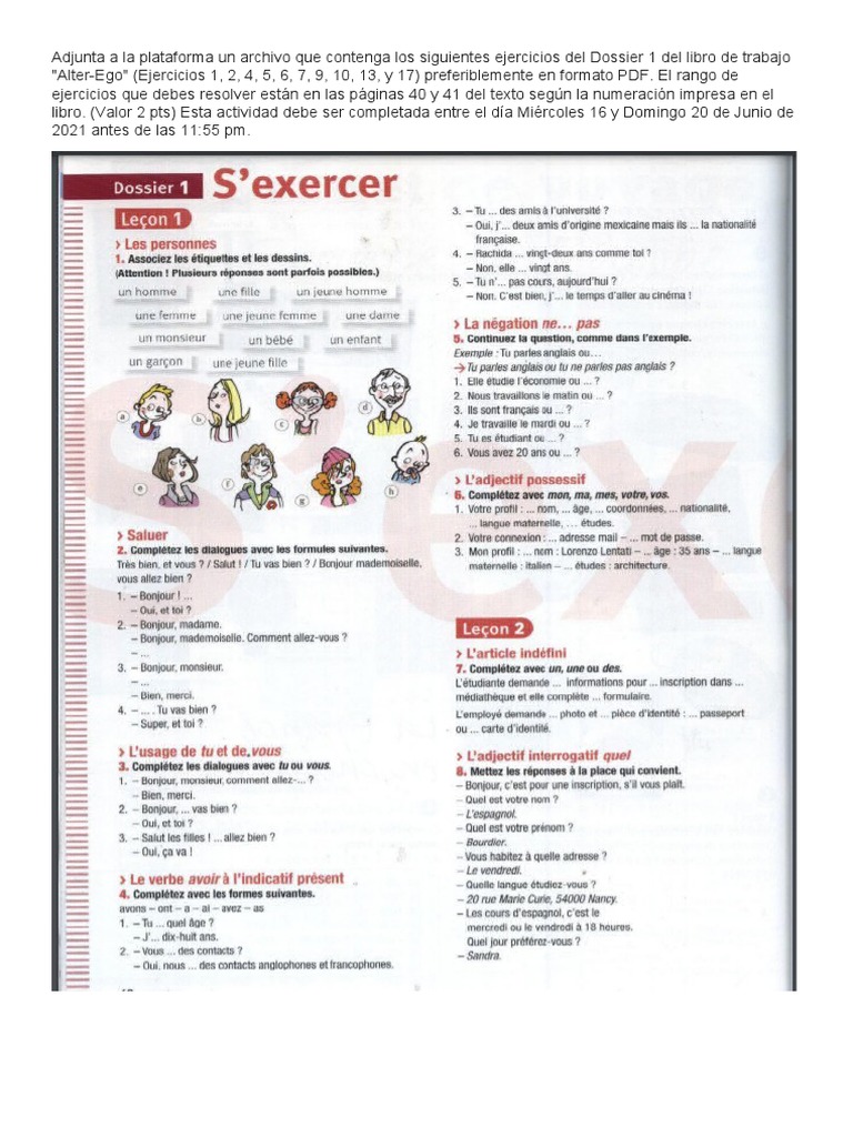 Alter Ego A1 Corrige Dossier 1 | PDF