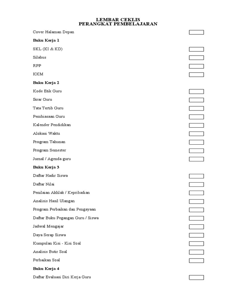 Lembar Checklist Perangkat Pembelajaran | PDF