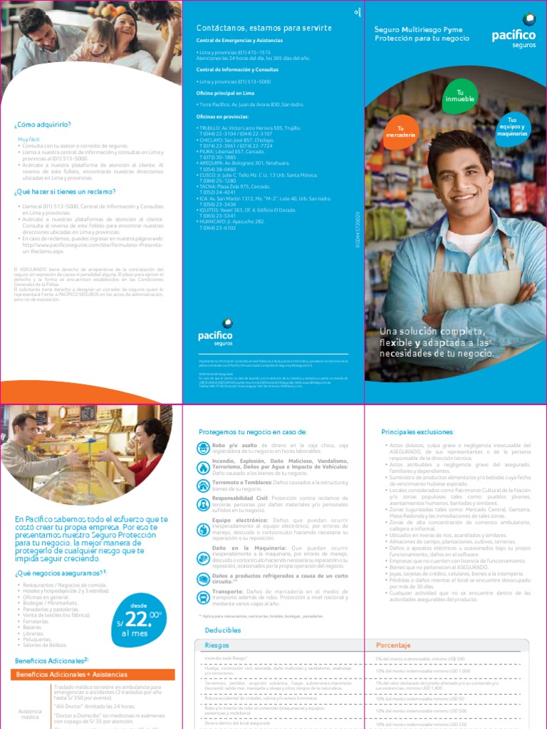 Triptico Seguros Negocio Protegido | PDF | Póliza de seguros | Seguro