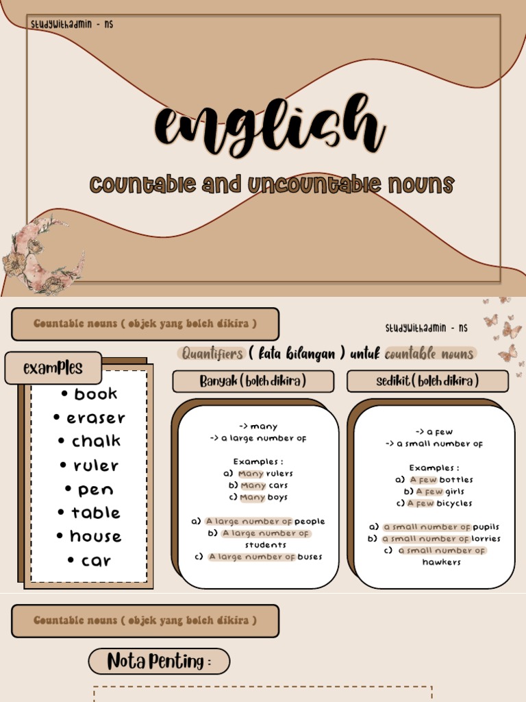 Countable and Uncountable Nouns Guide | PDF | Noun | Syntactic ...