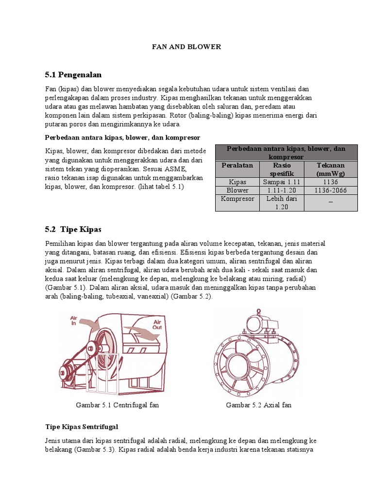 Perbandingan Kipas dan Blower dalam Ventilasi | PDF | Teknologi & Rekayasa