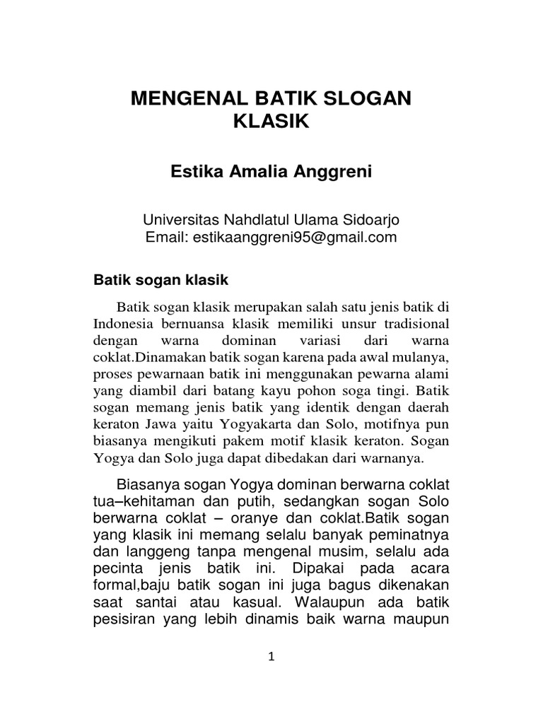 Batik Slogan Klasik | PDF